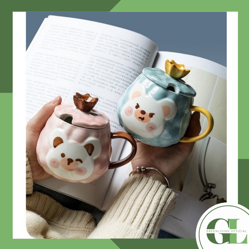 Jual GREENLIVING Cangkir / Gelas Keramik Beruang Bear Lucu Unik Estetik ...