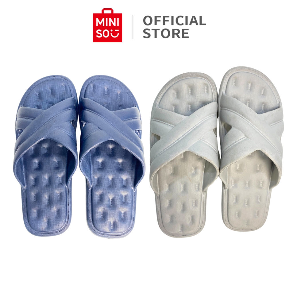 Jual MINISO Cross Plain Sandal Couple Pria Dan Wanita Bathroom Slippers ...