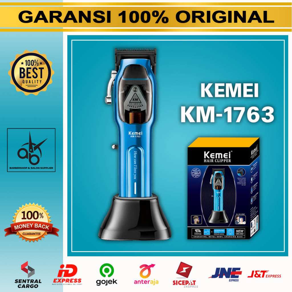 Jual Kemei KM 1763 Hair Clipper Cordless Alat Cukur Rambut 10000 RPM Alat Pangkas Barbershop ...