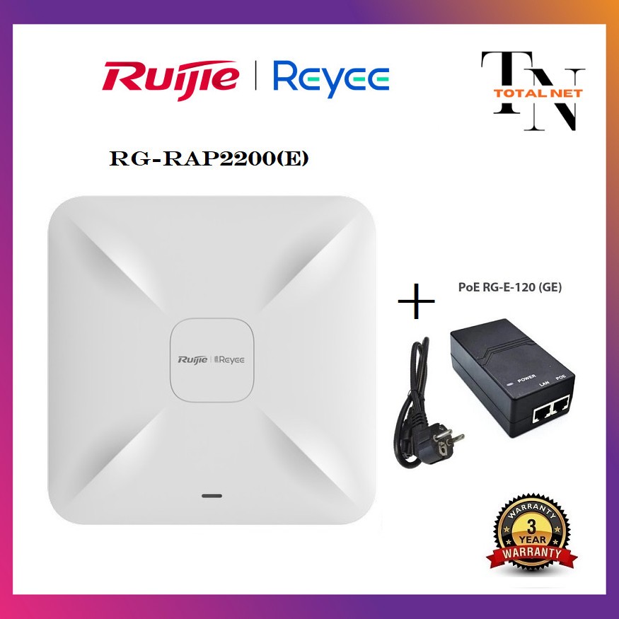 Jual Ruijie RG-RAP2200(E) + POE ADAPTOR AC1300 Dual Band Ceiling Accses ...