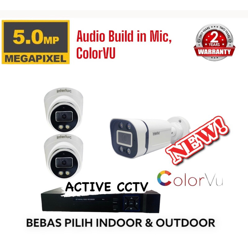 Jual PAKET KAMERA CCTV 3 CAMERA 5MP COLORVU + AUDIO BUILD IN MIC FULL ...