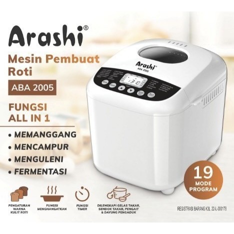 Jual Arashi Digital Bread Maker ABA 2005 / Mesin Pembuat Roti Otomatis ...
