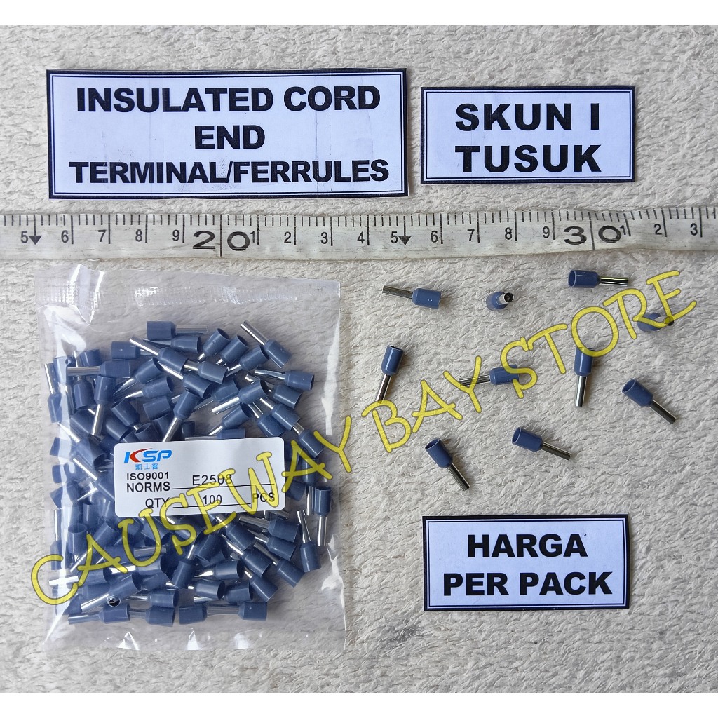 Jual SKUN I FERRULES E2508 ABU ABU FOR CABLE 2,5MM 1 PACK (100 PCS ...