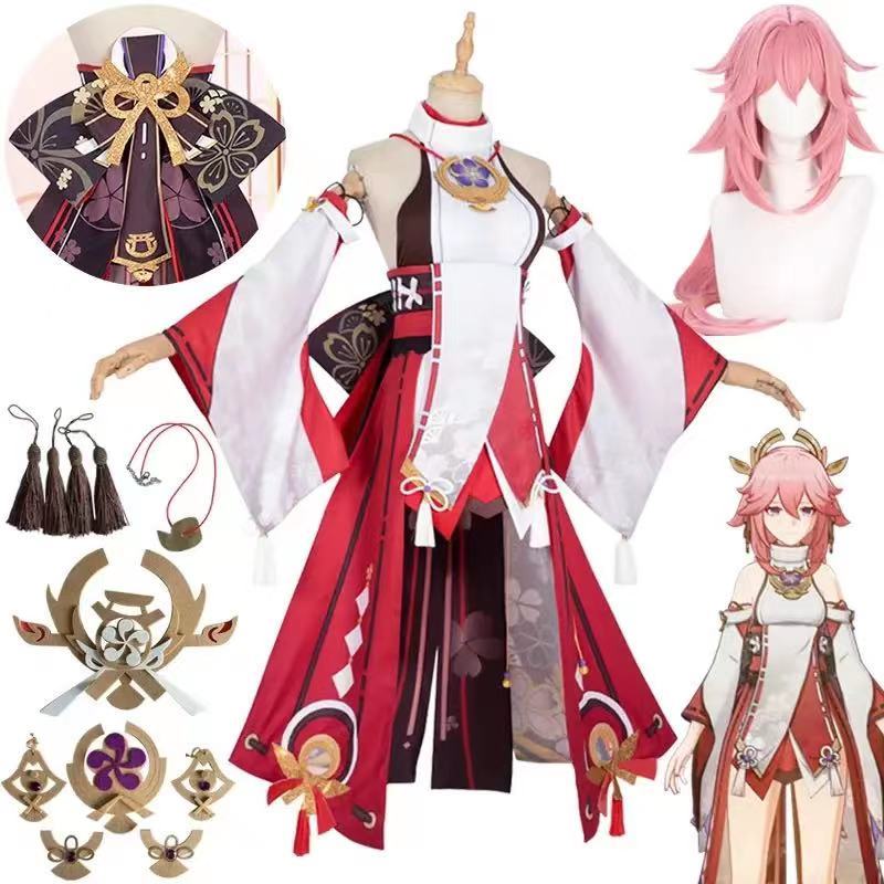 Jual Genshin Impact Cos Yae Miko Raiden General Sexy Backless Kimono ...