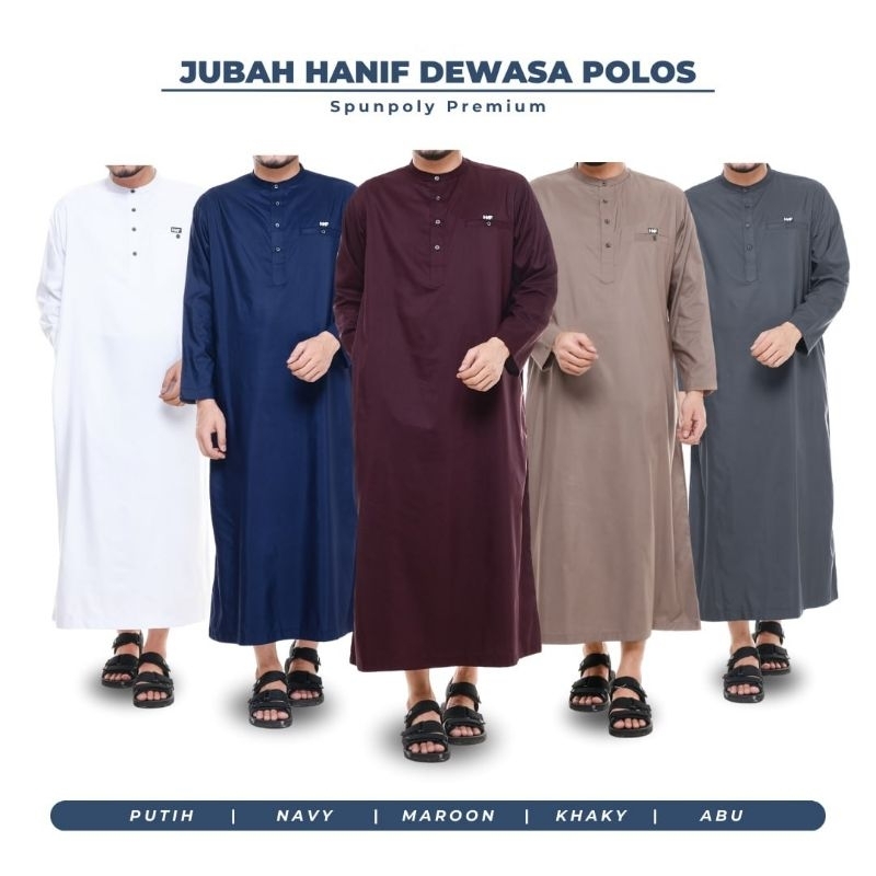 Jual Baju Gamis Jubah Pria Muslim Laki Dewasa Lengan Panjang Hanif Model Polos Basic Bahan ...