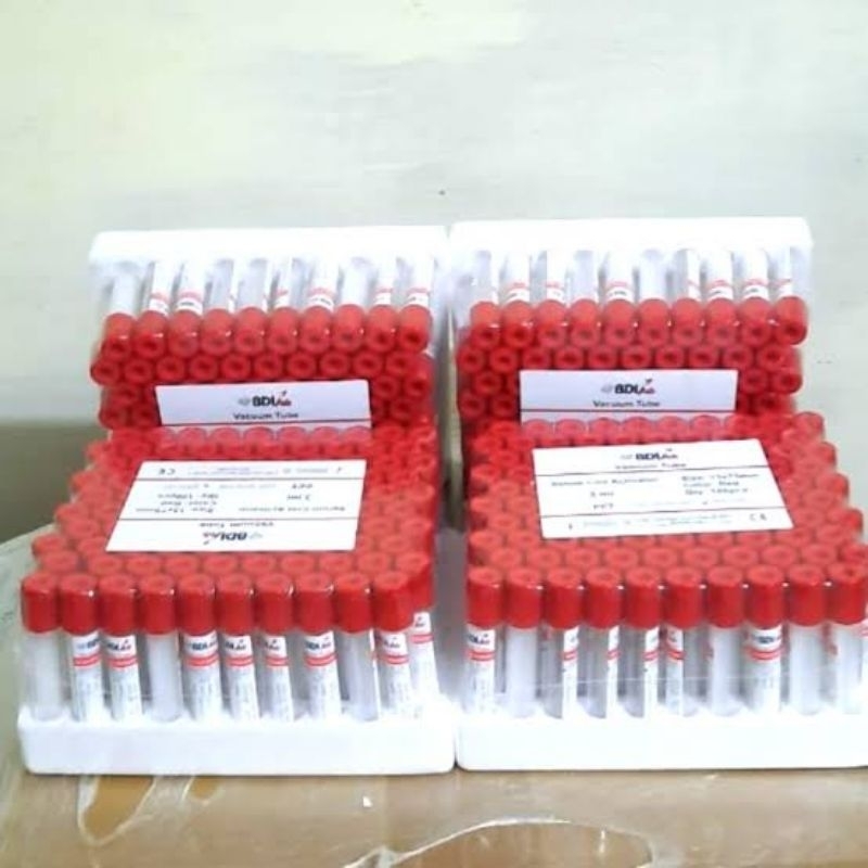 Jual Tabung sample darah plain 5ml kaca Vacuntainer plain 5ml vacuum ...