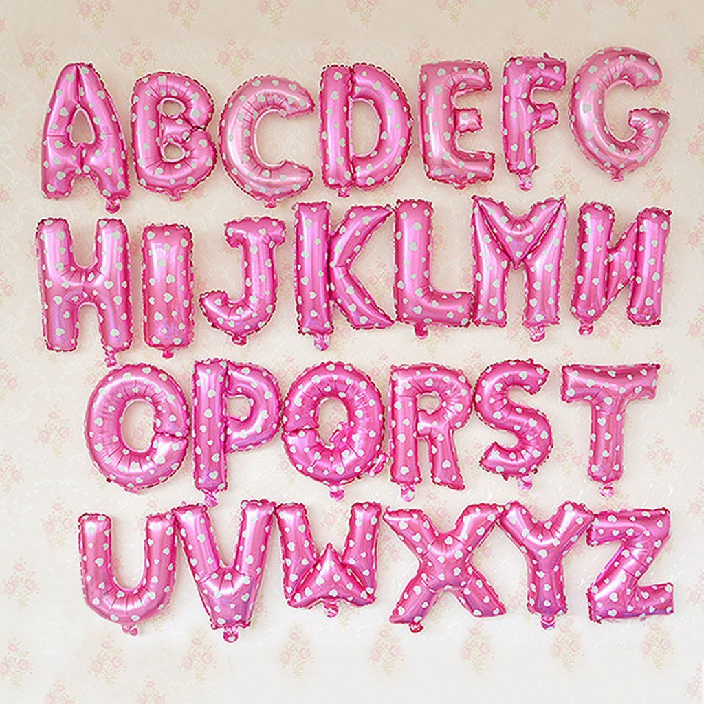 Jual Balon Foil Huruf Alphabet A-Z Pink Love Balon Satuan 1 PCS ...