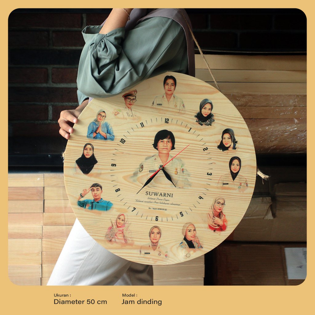 Jual Jam Dinding Kayu Custom Foto ukuran Besar - Jam dekorasi Aestetic ...