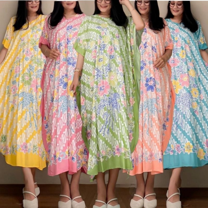 Jual Daster kelelawar motif Encim warna pastel soft Terbaru dress rayon ...