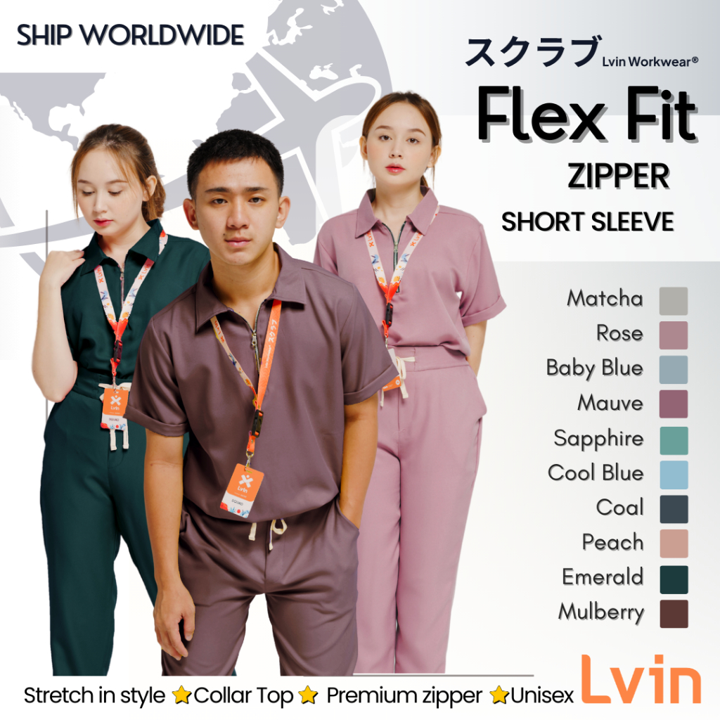 Jual [ Lvin ] FLEX FIT ZIPPER - Baju OKA Lengan Pendek / Baju Jaga ...