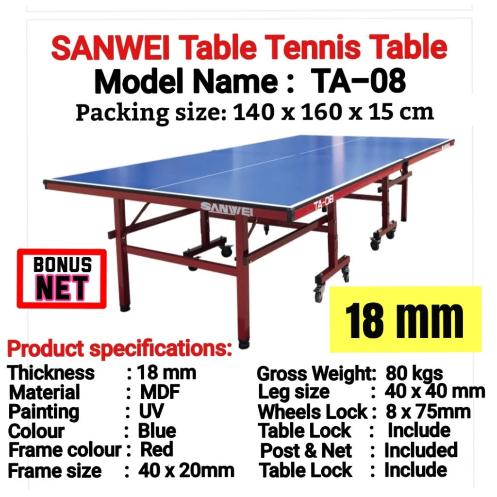 Jual Meja Pingpong Tenis Meja Sanwei TA-08 | Shopee Indonesia