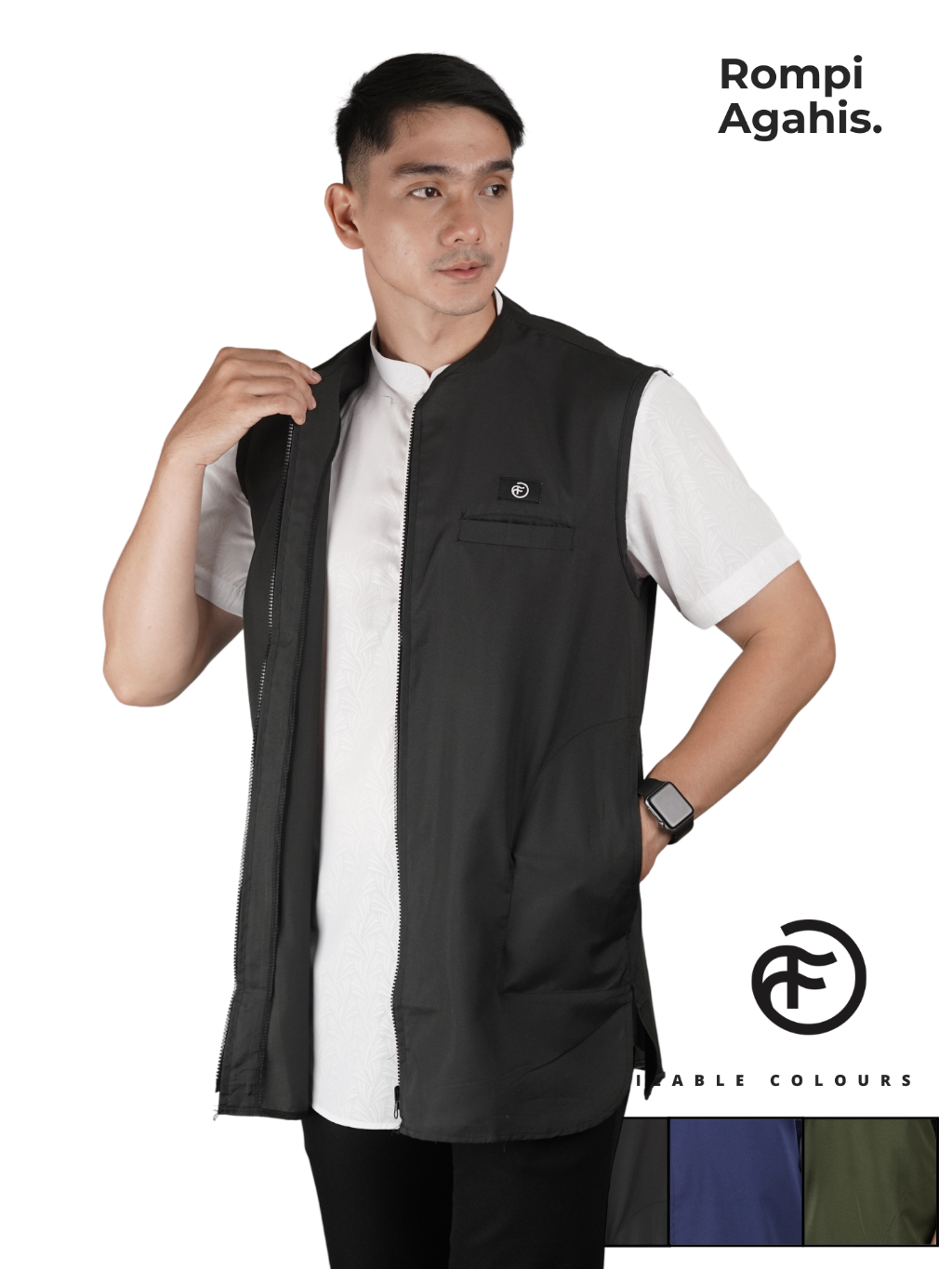 Jual Rompi Muslim Agahis Pria Terbaru Lengan Pendek Bahan 100% Cotton ...