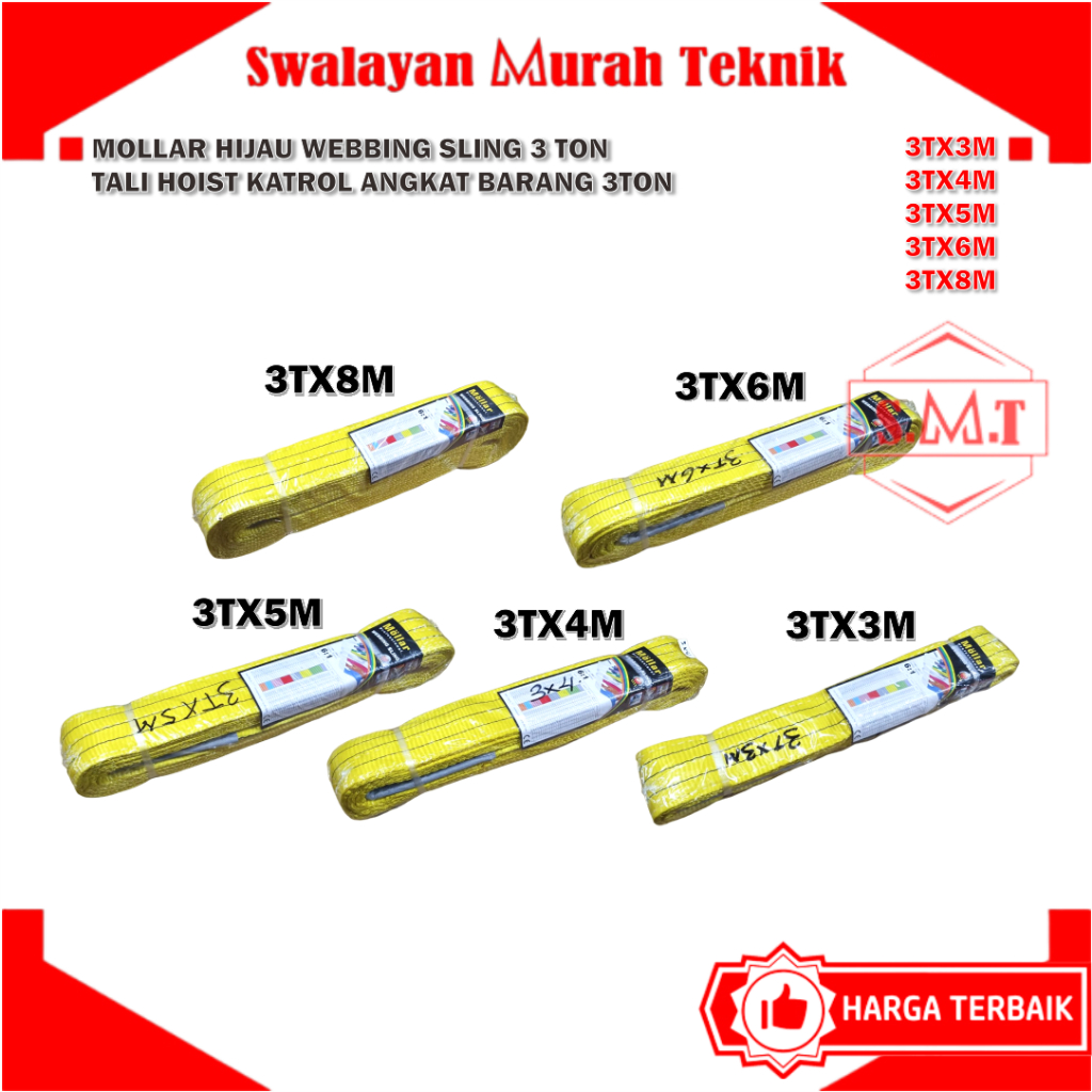 Jual MOLLAR KUNING Webbing Sling 3 Ton Tali Katrol Angkat Barang 3Ton ...