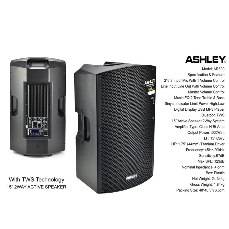 Jual Speaker Aktif Ashley Ar500 Original 15 Inch Ashley Ar 500 Active