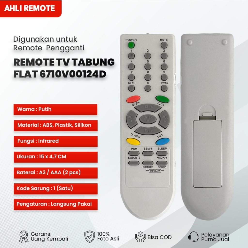 Jual Remote TV LG Tabung 6710V00124D / Remot TV Tabung LG | Shopee ...