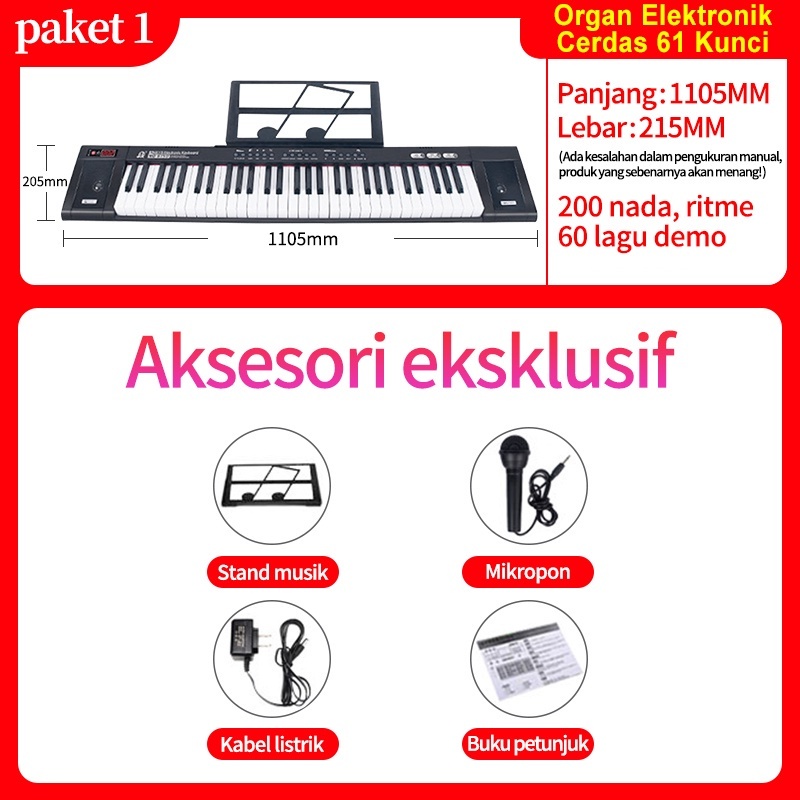 Jual Miigo 61 Keys Keyboard Electronic Piano Lengkap Multifungsi Organ ...