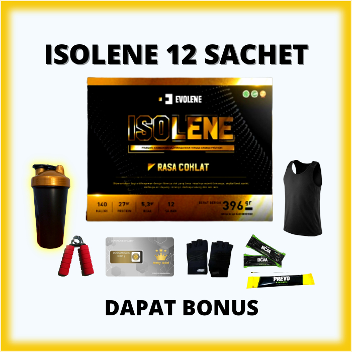 Jual ISOLENE 1 BOX 12 SACHET WHEY EVOLENE ISOLEN ISOLIN COKLAT STRAWBERRY VANILA VANILLA ...