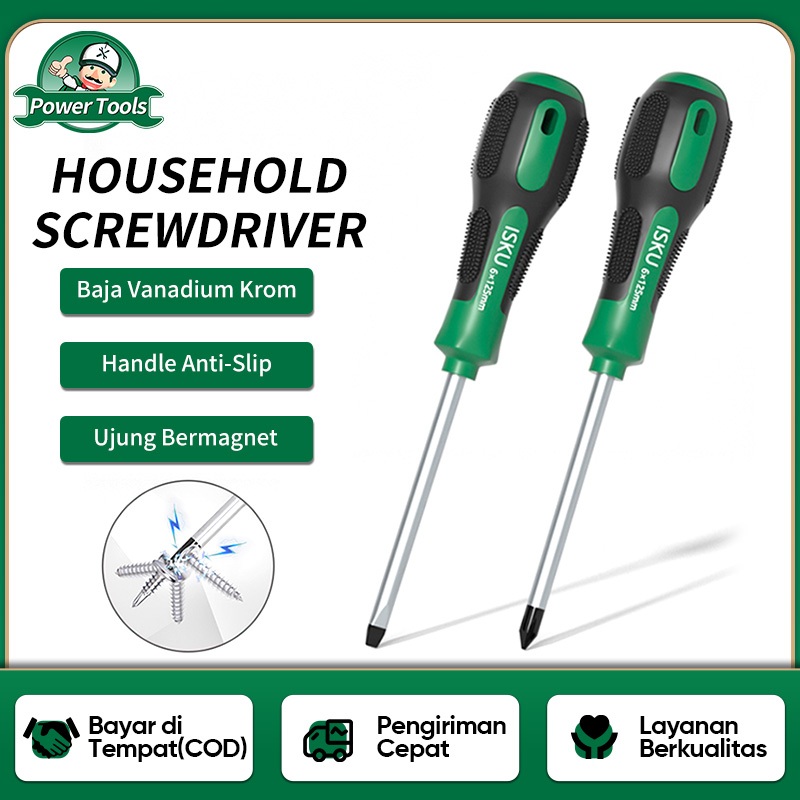 Jual ISKU Obeng Set/Screwdriver Set 2pcs (+)(-) Tip Magnetik Chrome ...