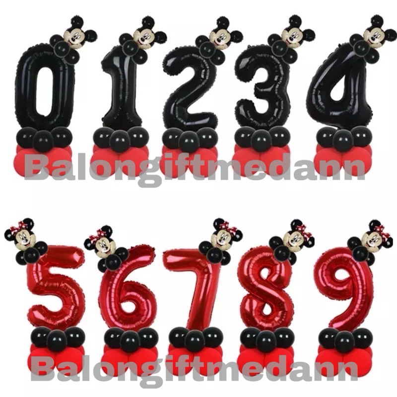 Jual PAKET DIY STANDING ANGKA JUMBO MICKEY MINNIE HITAM MERAH | Shopee ...