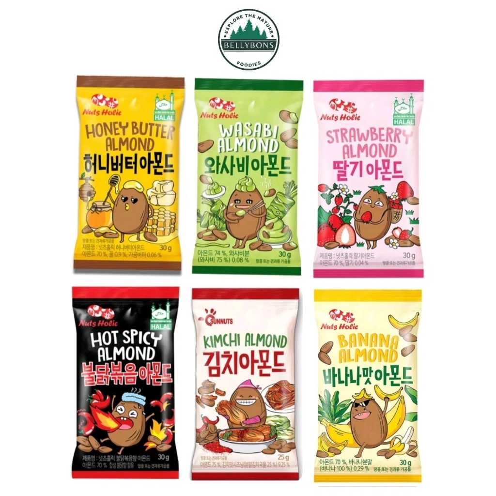 Jual NUTS HOLIC Korean Almond HALAL 30g Honey Butter Strawberry Banana ...