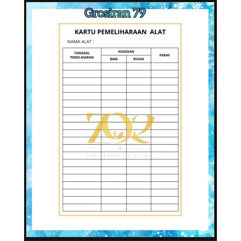 Jual KARTU PEMELIHARAAN APAR ALAT PEMADAM KEBAKARAN PERAWATAN BARANG ...