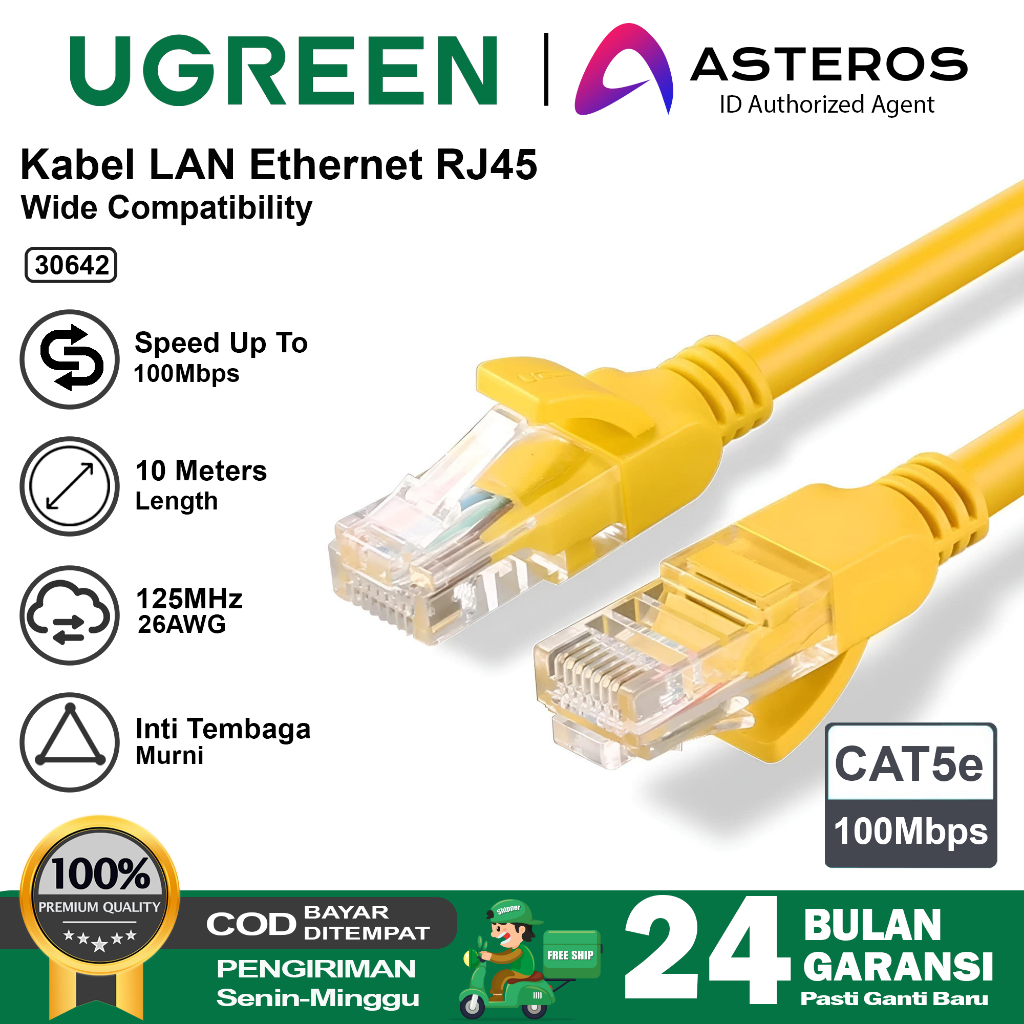 Jual UGREEN Kabel LAN RJ45 Cat 5e UTP Gigabite Ethernet 100Mbps 1M 5M ...