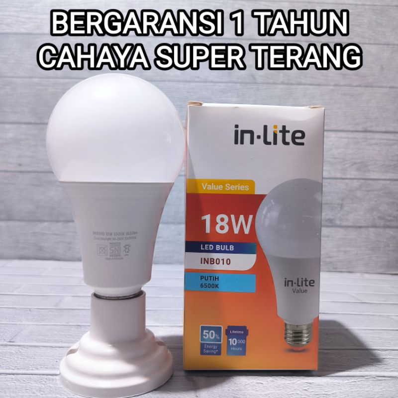 Jual IN-LITE LAMPU LED BULB VALUE 18W 18 WATT INB010 CAHAYA PUTIH 6500K ...