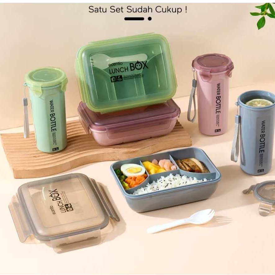 Jual Lunch Box BPA Free Wadah Bekal Makanan Set botol Minum - Kotak ...