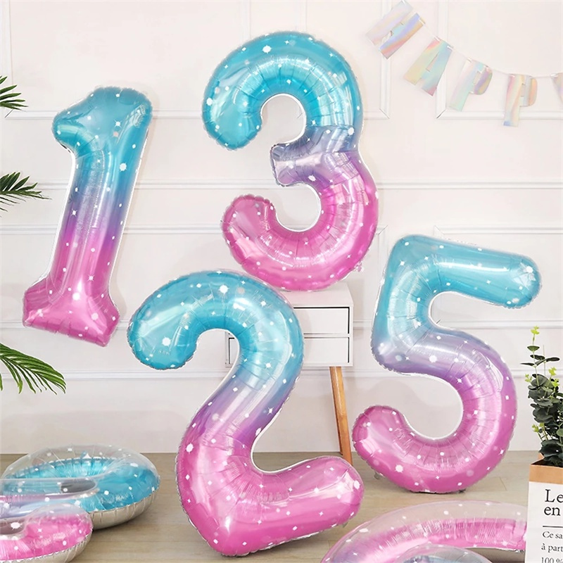 Jual Balon Foil Angka BESAR - 80cm (GRADIENT,RAINBOW,PINK MOTIF HATI ...
