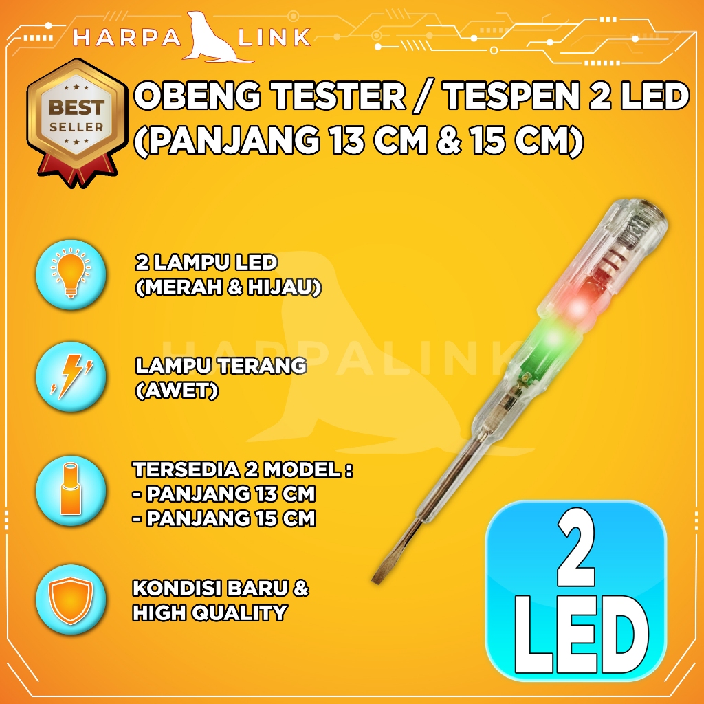 Jual Obeng Tester Tespen Obeng Tes With Indicator Dual LED Tespen Minus ...