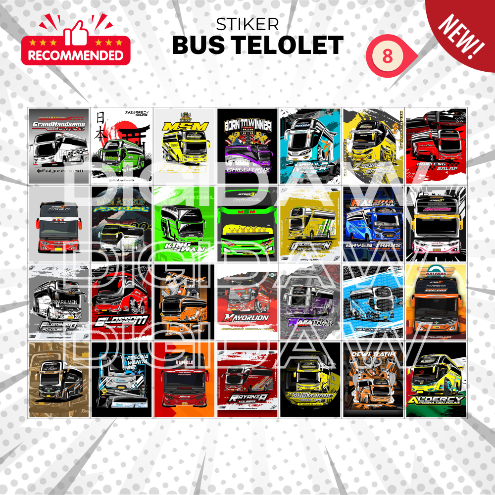 Jual [NEW] 28 PCS STIKER BUS BASURI | STIKER BUS TELOLET UKURAN 4X5 CM ...