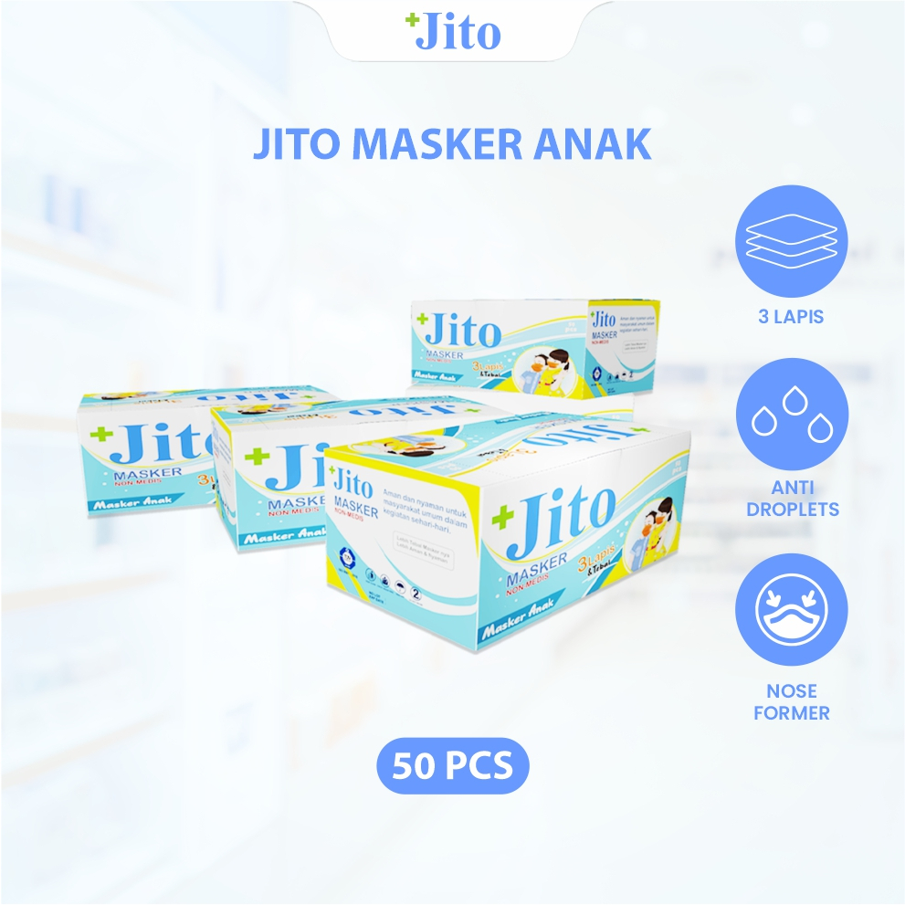 Jual JITO Masker Anak Kuning Box isi 50 pcs - Masker 3 Lapis Earloop ...
