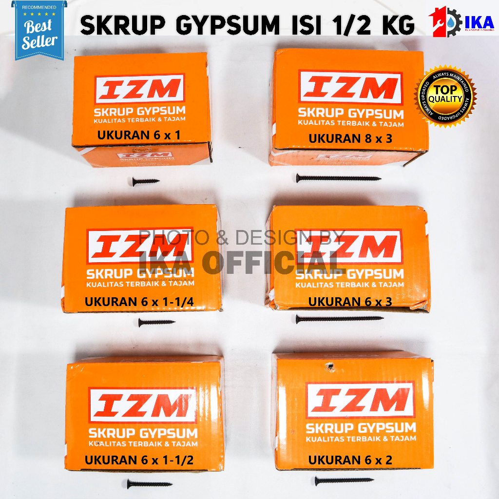 Jual Skrup Gypsum IZM Sekrup Gipsum Baja Baut Mur 1 1/4 1/2 2 3 Inch ...