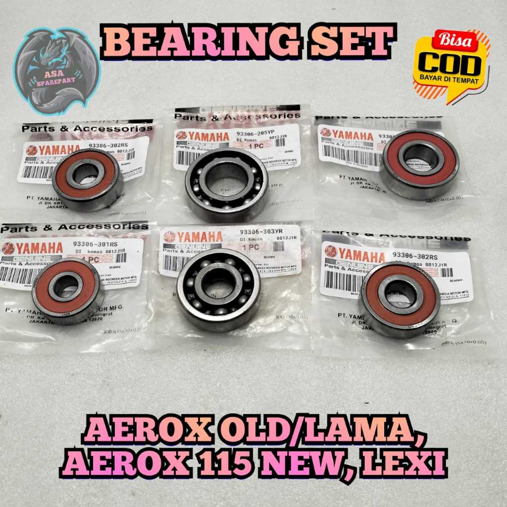 Jual Bearing Rasio Set 6Pcs Motor Yamaha AEROX 155 OLD / LAMA , AEROX ...