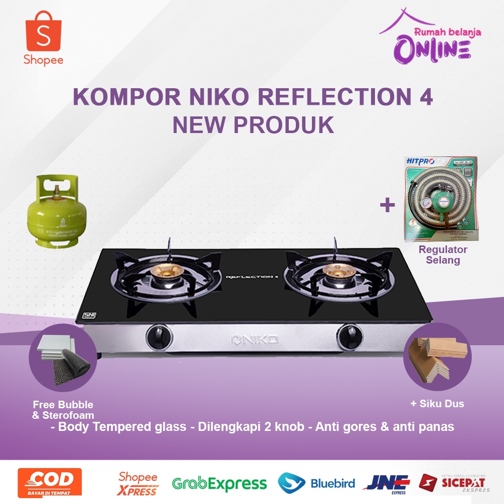 Jual Niko Reflection 4 Kompor Gas Kaca 2 Tungku - Kaca Tempered 7mm NEW ...