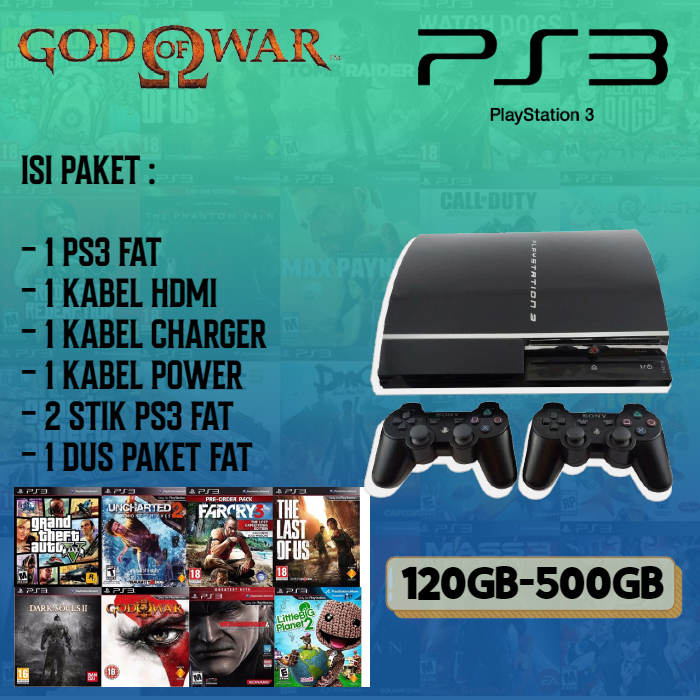 Jual PS3 Fat playstation3 fat 500gb full game | Shopee Indonesia