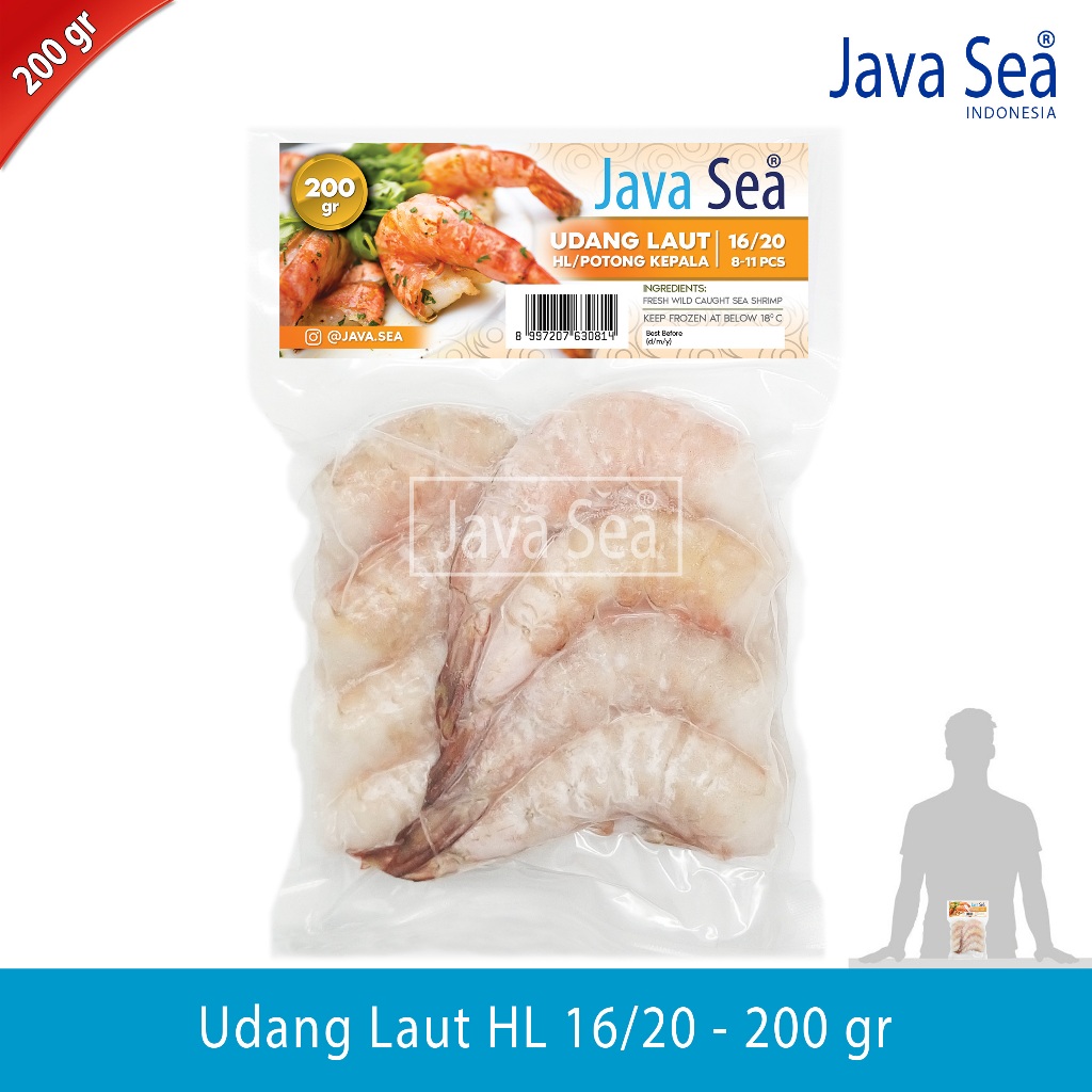 Jual Udang Laut Potong Kepala HL 16/20 pack 200gr Java Sea | Shopee Indonesia