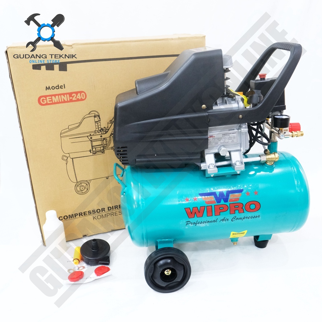 Jual Kompresor Angin Udara 24 Liter GEMINI 240 WIPRO 1Hp / Portable Air ...
