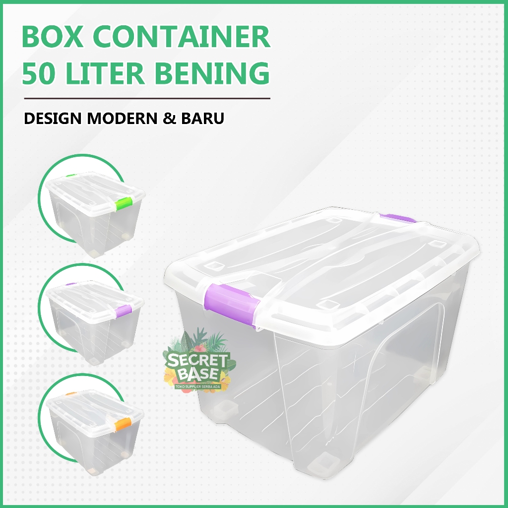 Jual BOX CONTAINER 50 LITER + RODA - Transparan / Box Serbaguna Bening ...