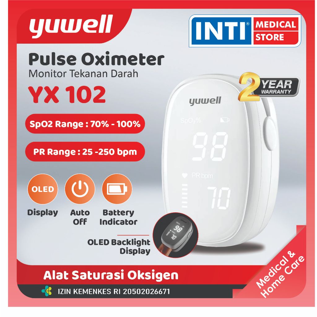 Jual Yuwell | Pulse Oxymeter YX102 | Alat Saturasi Oksigen | Pulse Oximeter | Shopee Indonesia