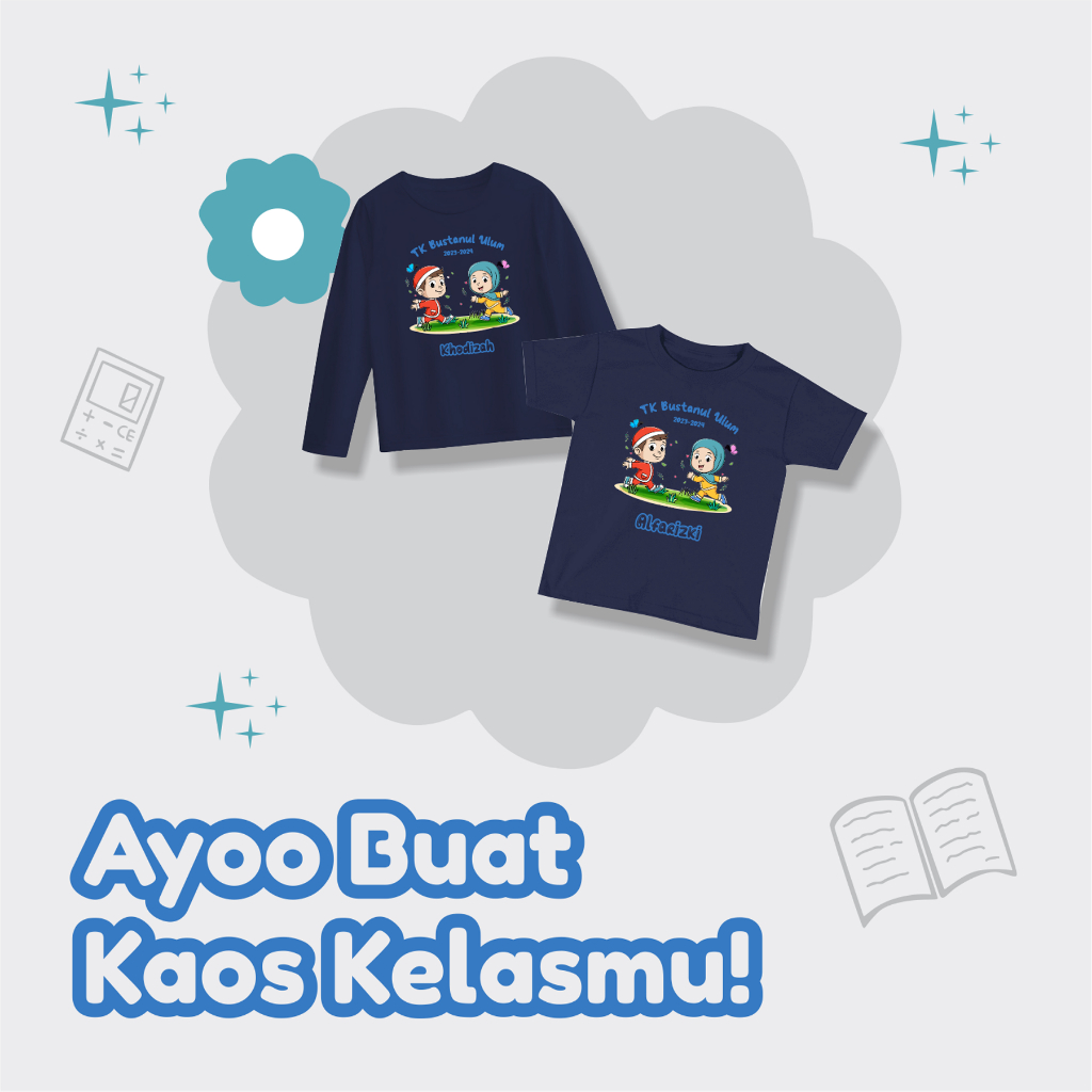 Jual Kaos sablon Custom Seragam anak TK PAUD SD Lengan Panjang Pendek Anak Laki laki & Perempuan ...