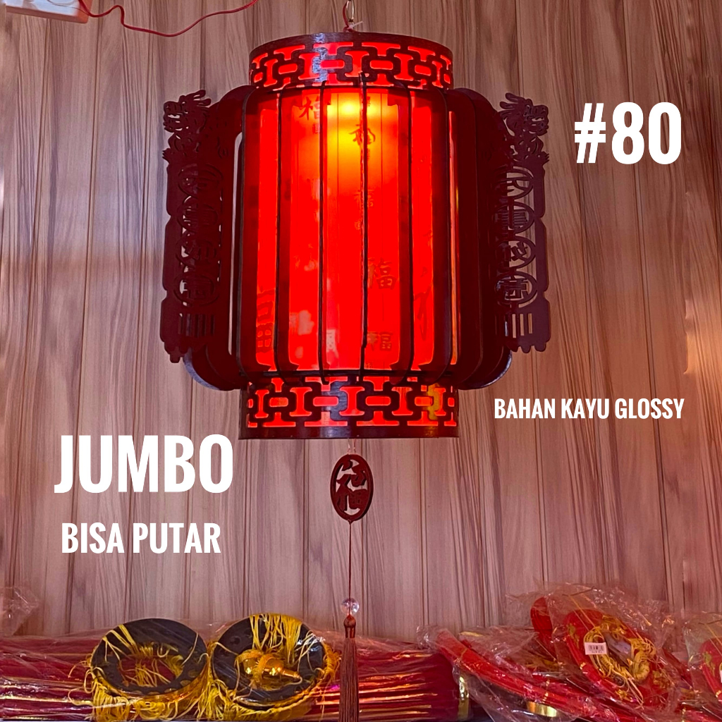 Jual Lampion Lampu Imlek Besar Listrik LED Bisa Putar 360 Derajat / Red ...