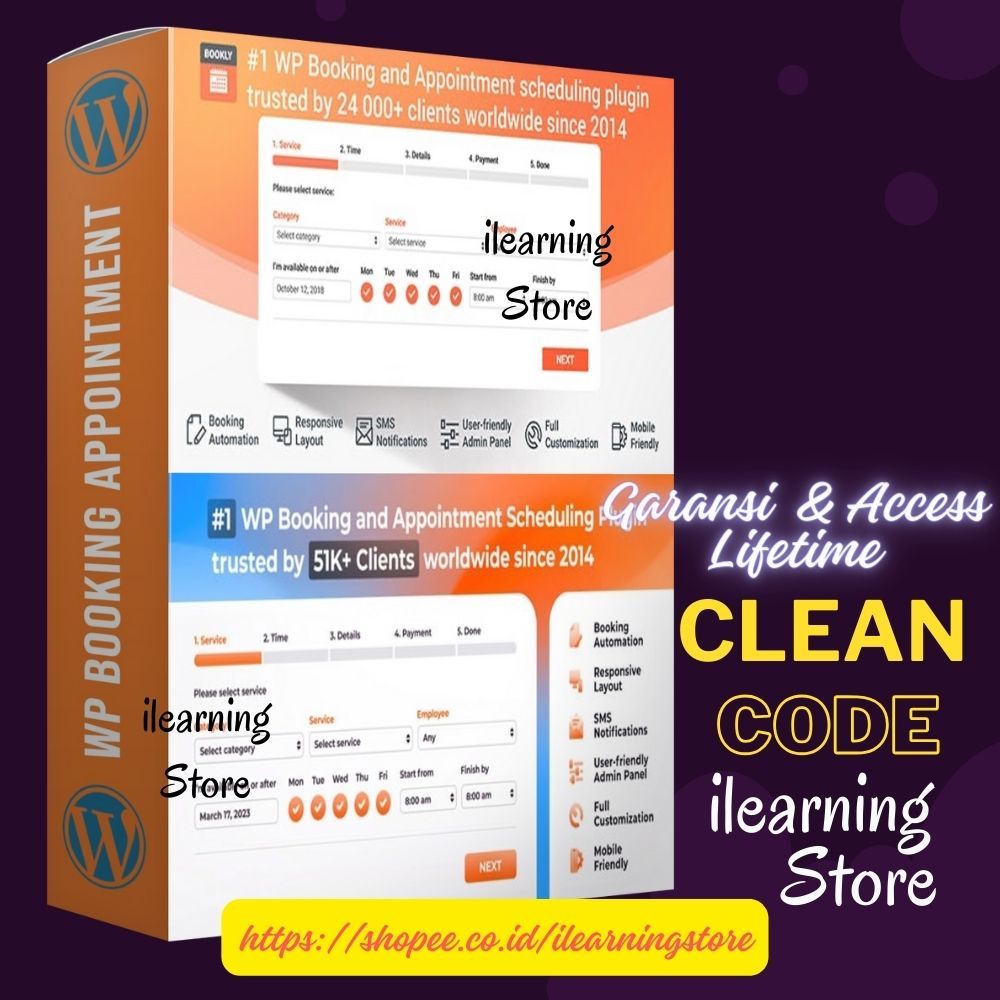 Jual [WP43] Wordpress Bookly – Appointment Booking and Scheduling Software System + Bonus 38 Add ...