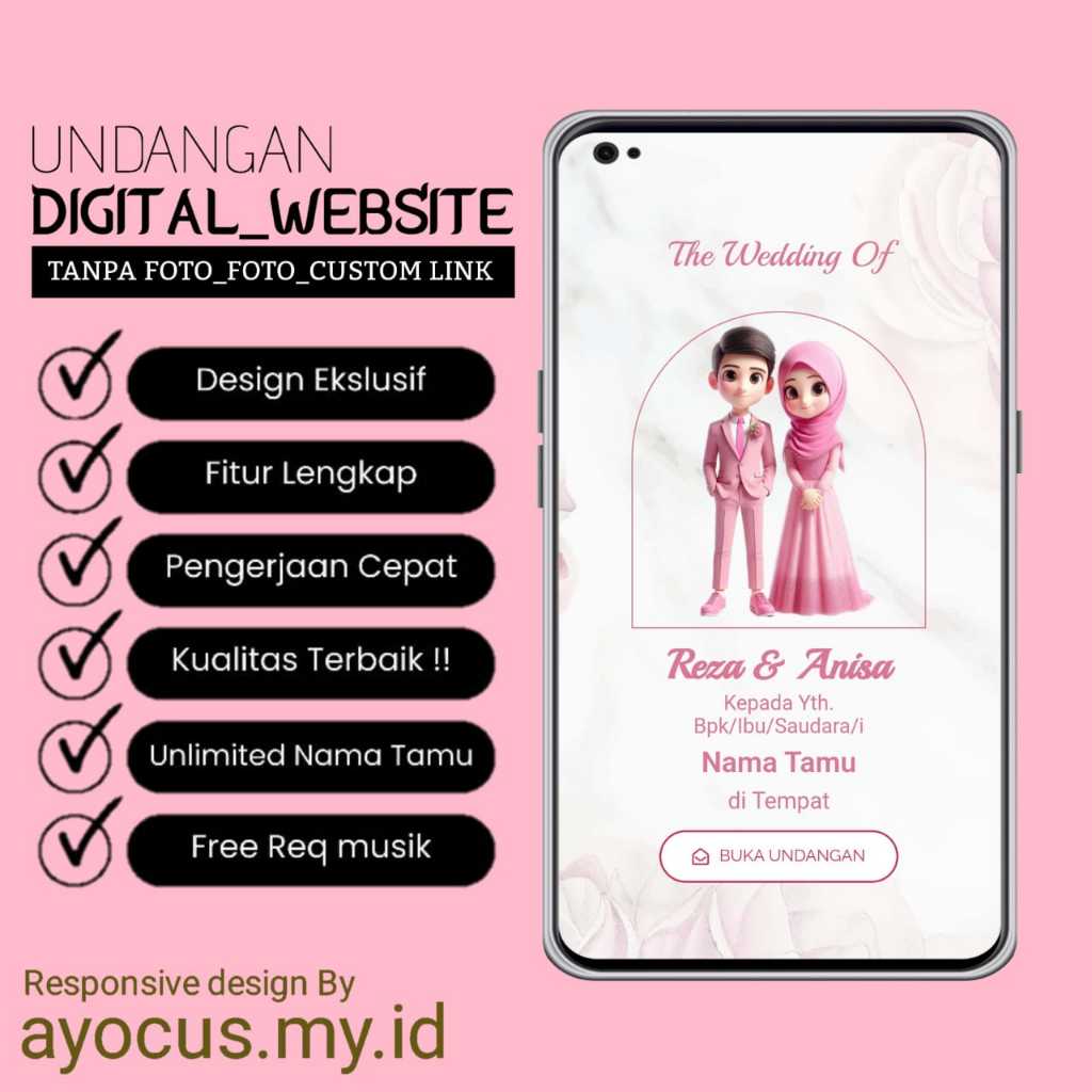 Jual undangan pernikahan digital website Custom Tema Animai Pinkiss ...