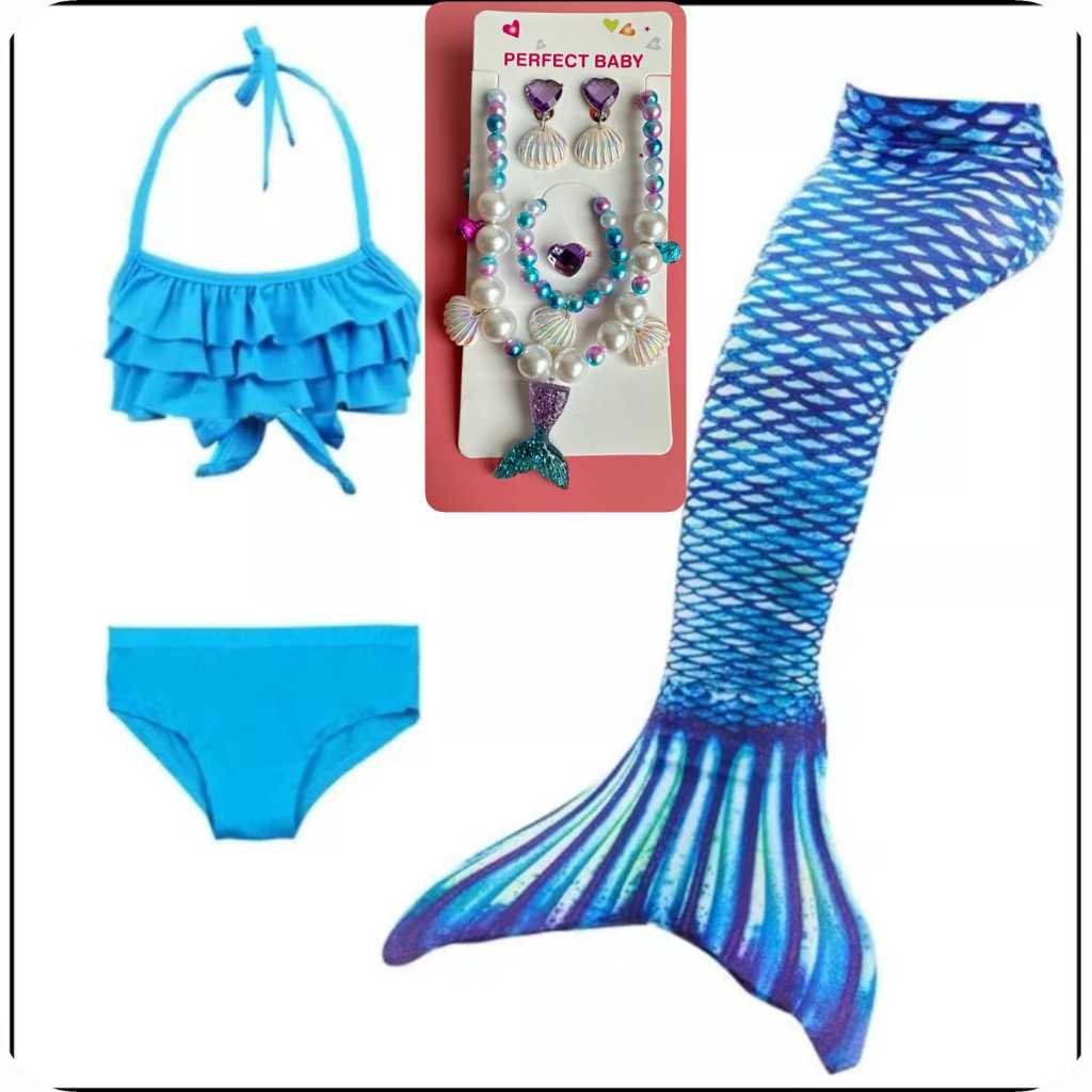 Jual Kostum mermaid impor FREE ACCESORIES bikini monofin kaki duyung ...