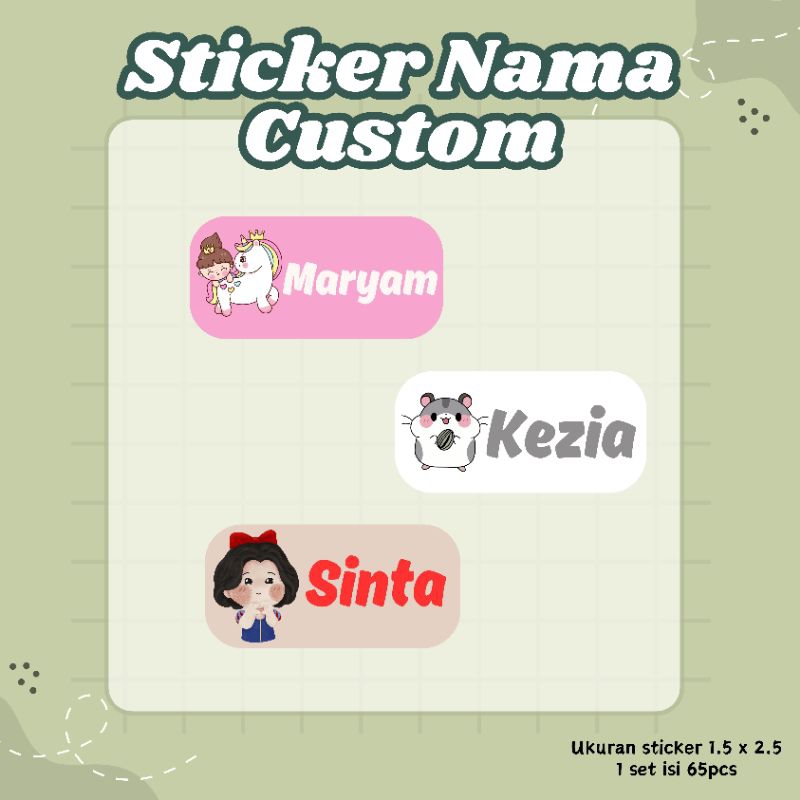 Jual STICKER NAMA ANAK KARTUN ANTI AIR 65 PCS | Shopee Indonesia