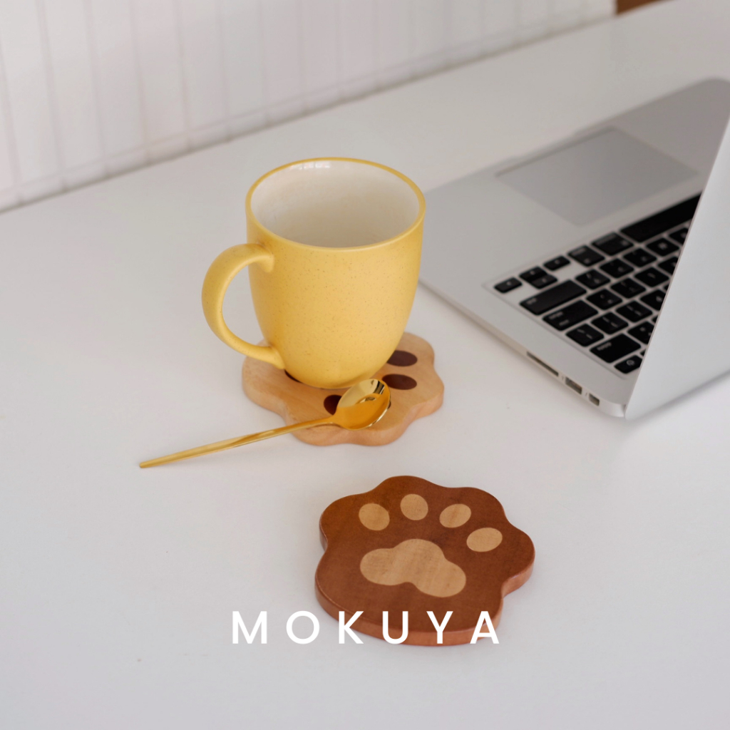 Jual Kukyuu - Tatakan gelas kayu tapak kucing. alas cangkir kayu lucu ...