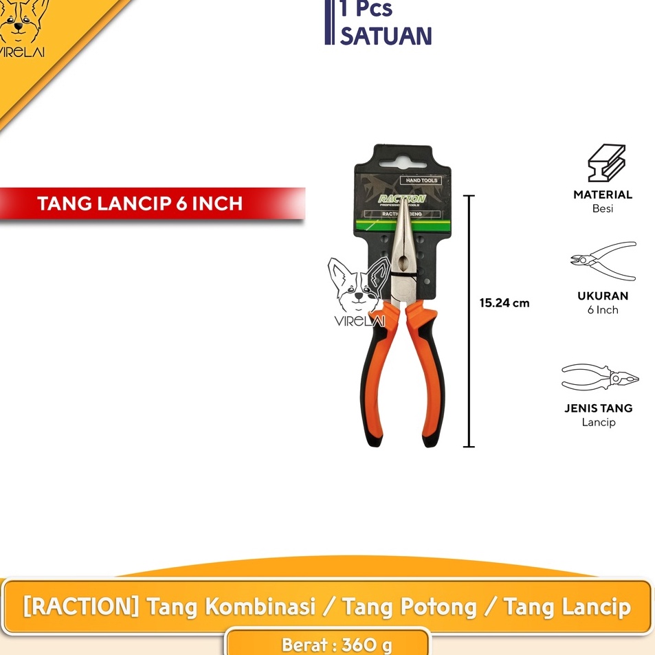 Jual Cp RACTION Tang Kombinasi Tang Potong Tang Lancip 6 7 8 Inch ...