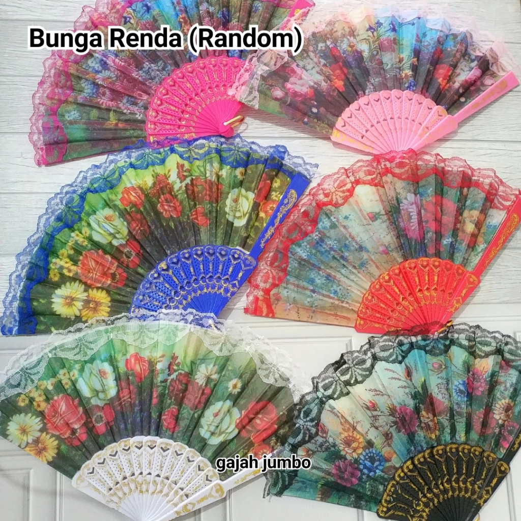 Jual Kipas Lipat Kain Glitter dan Bunga Kipas Tangan Manual Tari ...