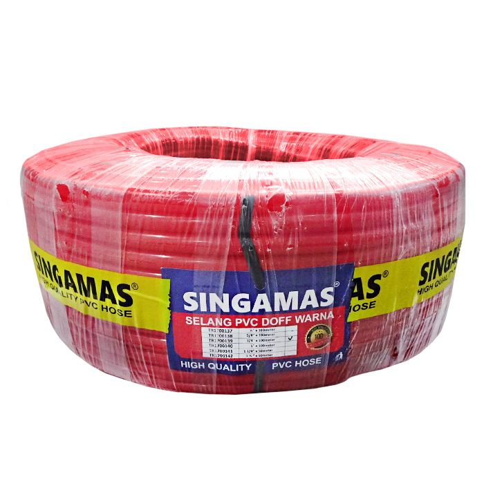 Jual SINGAMAS Selang Air PVC Dof Warna Merah 3/4 Inch x 100 Meter ...